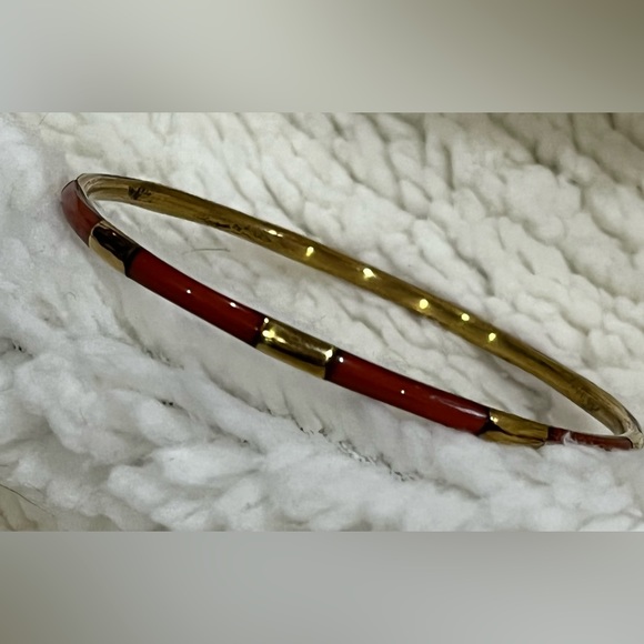 Source Unknown | Jewelry | Gold Brass Color Bangle With Orange Red ...